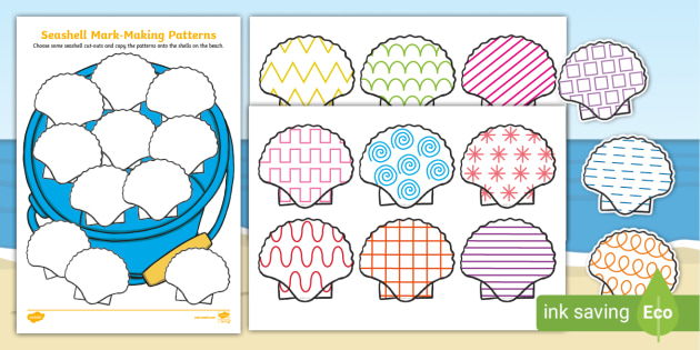 Seaside Seashells Mark-Making Patterns Activity - Twinkl