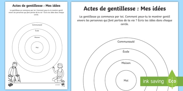 Feuille d'activité la gentillesse : Mes idées