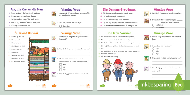 1-minuut Leeskaarte: Tradisionele Verhale (teacher made)