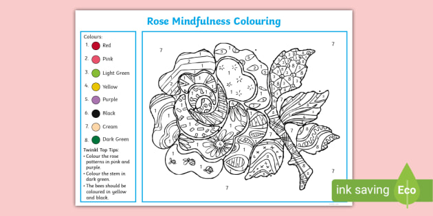 FREE! - Rose Mindfulness Colour by Number (teacher made)