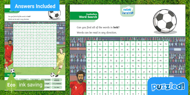 Footballers Word Search - AL - Twinkl Puzzled - Kids