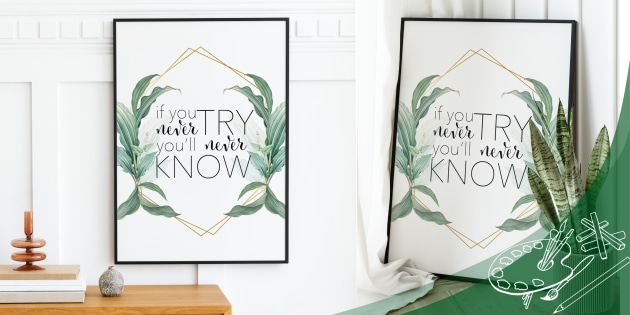 If You Never Try You’ll Never Know Inspirational Poster