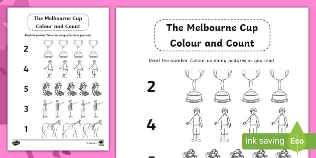 The Melbourne Cup Count and Colour Worksheet / Worksheet