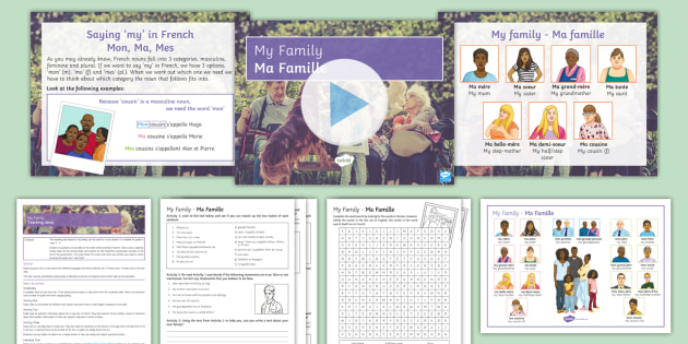 Cover Lesson: My Family Lesson Pack French (teacher made)
