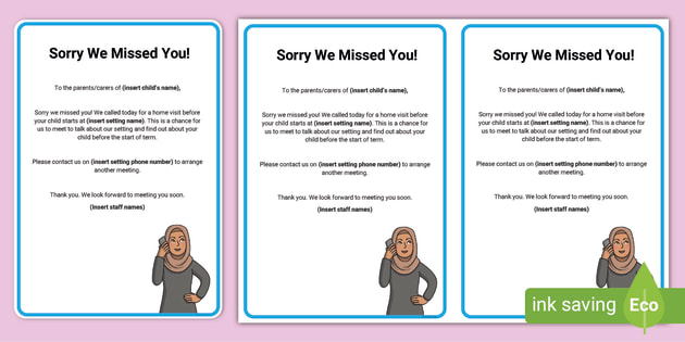 Home Visit Sorry We Missed You Editable Notes (teacher made)