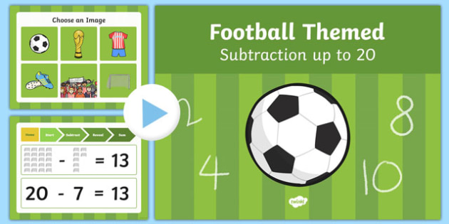 Football Themed Subtraction to 20 PowerPoint (teacher made)