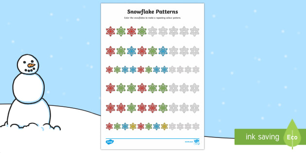 Snowflake Complete the Pattern Activity (teacher made)