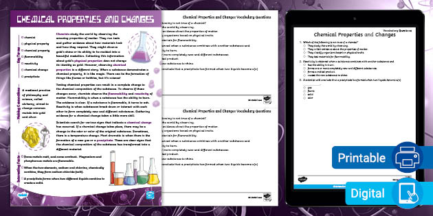 6th Grade Vocabulary | Chemical Properties and Changes Facts