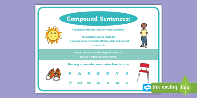 Written Language Features Poster: Compound Sentences