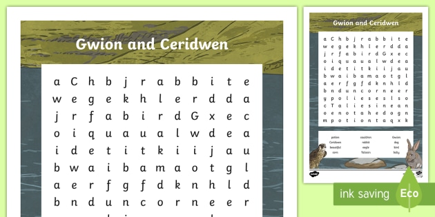 Welsh Myths and Legends: Gwion and Ceridwen Word Search