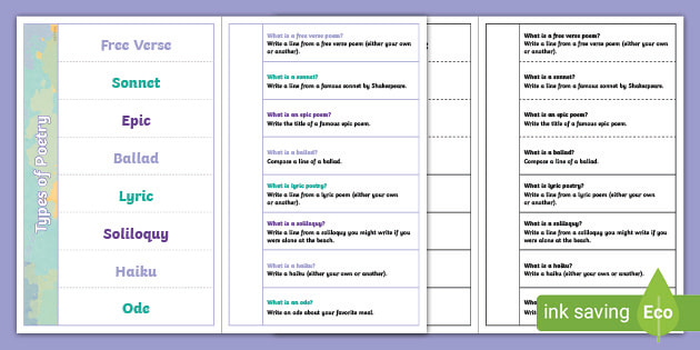 Types of Poetry Flap Book | ELA Poetry | Twinkl USA