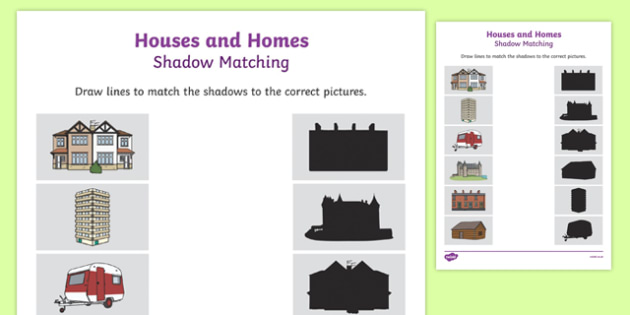 Houses and Homes Shadow Matching Worksheet / Worksheet, worksheet