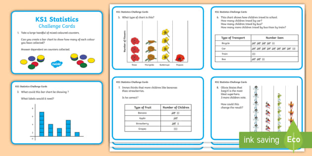 KS1 Statistics Challenge Cards (Hecho por educadores)