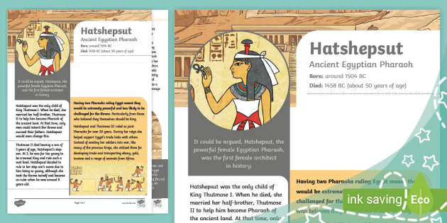 Hatshepsut Fact File (teacher made)