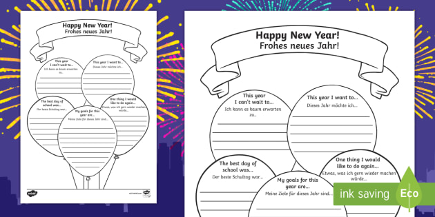 Happy New Year Worksheet / Worksheet English/German - EAL, German ...