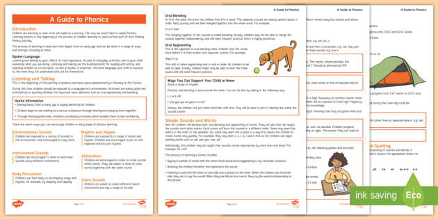 Phonics Glossary Guide for Parents (teacher made)
