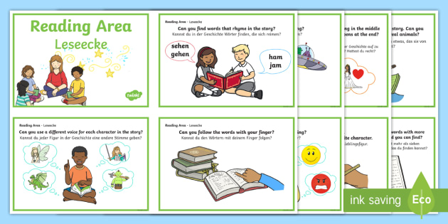 Reading Area Challenge Cards English/German