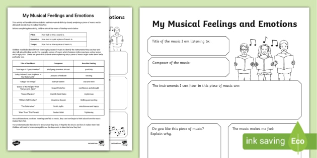 👉 KS2 Musical Feelings and Emotions Worksheet