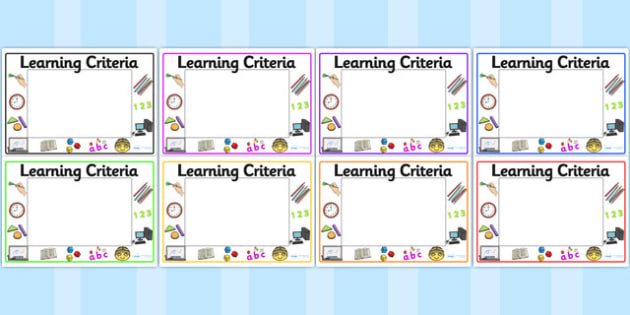 👉 Editable Learning Criteria Display Signs (teacher made)