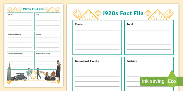 1920s Fact File Template (teacher made)