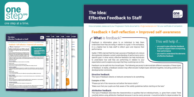 CPD: Effective Feedback to Staff - OneStep (teacher made)