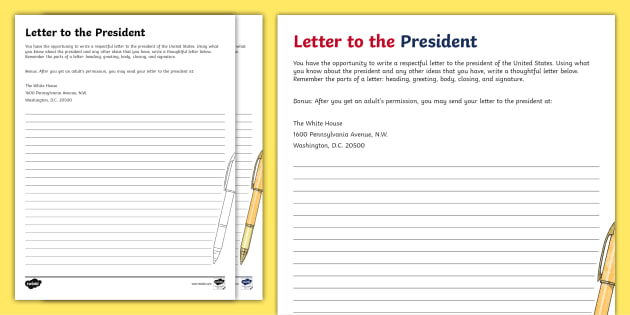 Letter to the President Activity | Presidents Day | Twink