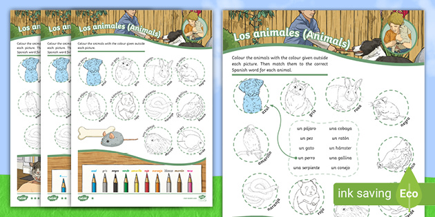 👉 Spanish: Pets Colouring Activity Sheet (teacher made)