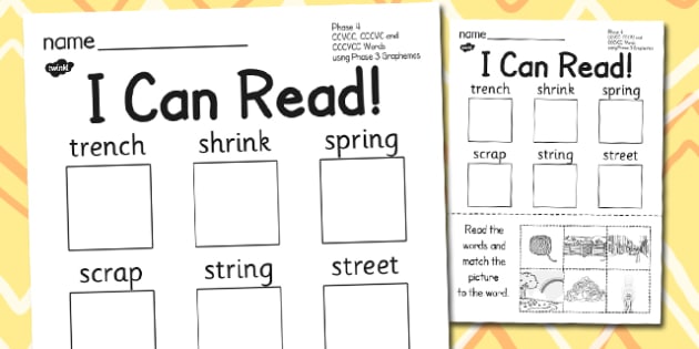 I Can Read Phase 4 Words Worksheet / Worksheet