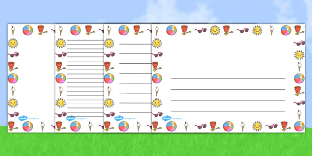 My Summer Holiday Page Borders Landscape (teacher made)