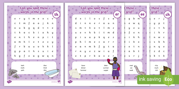 Phase 3 Phonics Word Searches (teacher made)