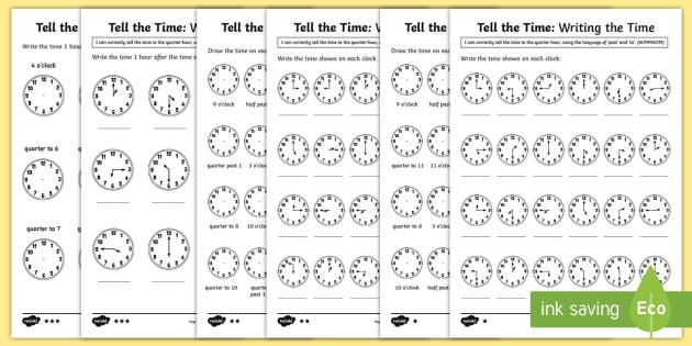 Year 2 Tell and Write the Time Differentiated Worksheet / Worksheets