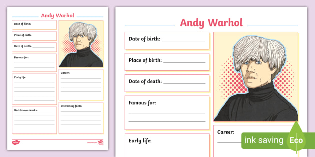 Andy Warhol Fact File Template (teacher made)