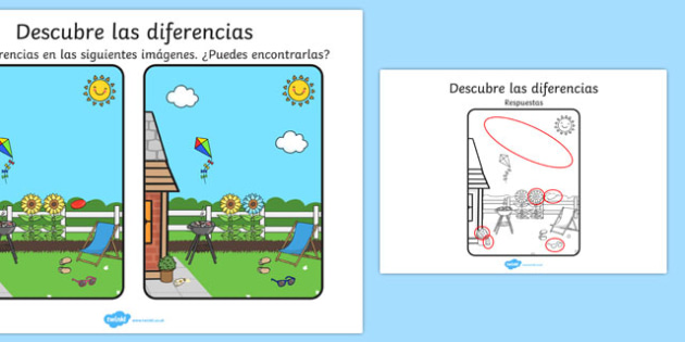 Descubre las diferencias Summer Spot the Difference Activity Spanish