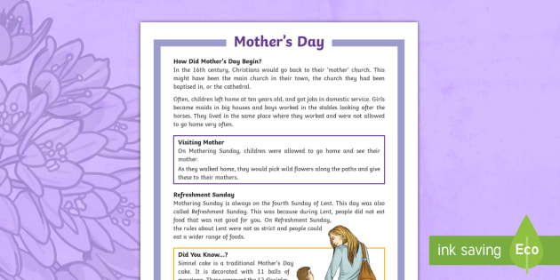 KS2 Mother's Day Differentiated Fact File (teacher made)