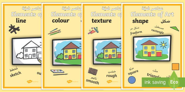 Elements of Art Display Posters Arabic Translation - Arabic/English