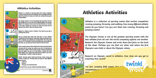Move PE Year 5 Athletics Home Learning Tasks (teacher made)