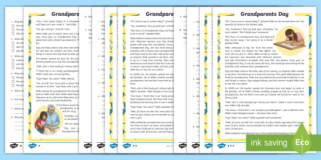 Grandparents Day Reading Comprehension Activity | Literacy