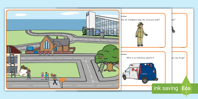 FREE Community Helpers Scene and Question Cards