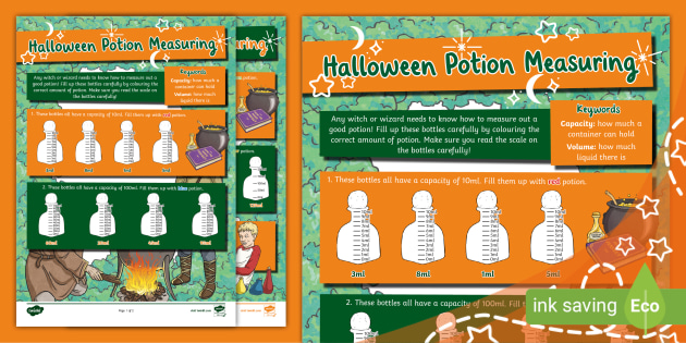 Halloween Potions Measuring Activity (teacher made)