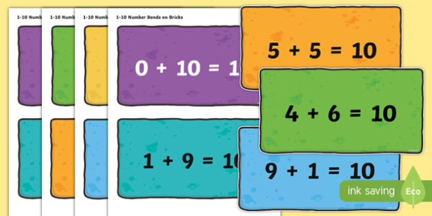 Number Bonds 1-10 on Bricks (teacher made)