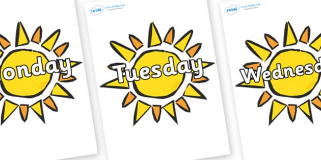 FREE! - Days of the Week on The Sun (teacher made)