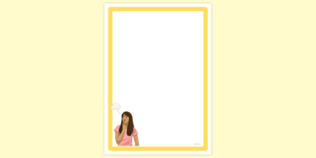 FREE! - Simple Blank Girl Thinking Page Border | Page Borders