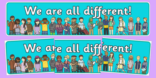 FREE! - multicultural display, we are all different, banner, bullying