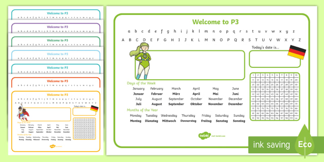 Welcome to P3 (with German) Desk Mat (teacher made)