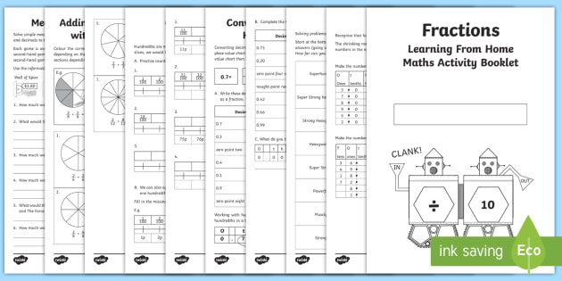 Australia Fractions Learning From Home Maths Activity Booklet