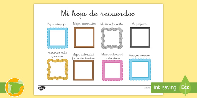 Ficha de actividad: Mi hoja de recuerdos - Fin de curso