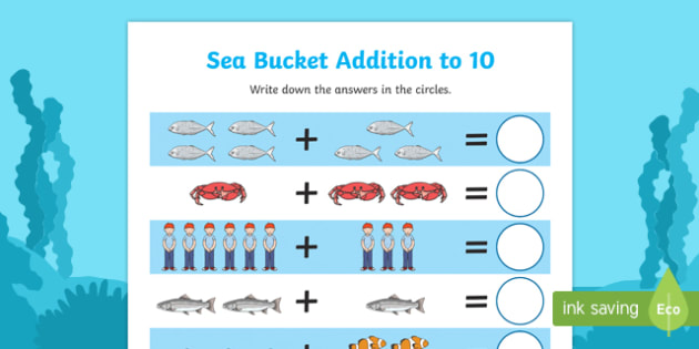 Sea Bucket Up to 10 Addition Sheet