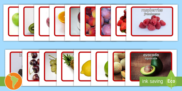 Fruit Flashcards English/Spanish - Fruit Flashcards
