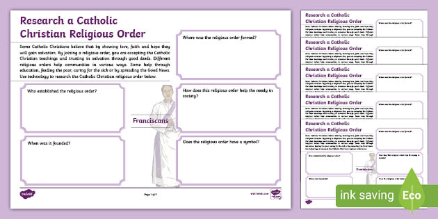 Catholic Religious Orders Research Activity (teacher made)