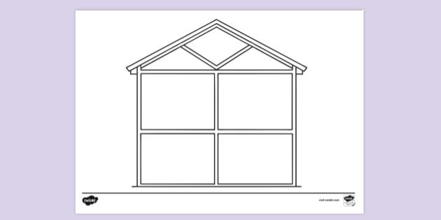 FREE! - House With Four Rooms Colouring Sheet (teacher made)